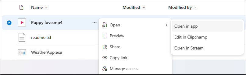 Åbn en OneDrive- eller SharePoint-fil i skrivebordsappen i stedet for ...