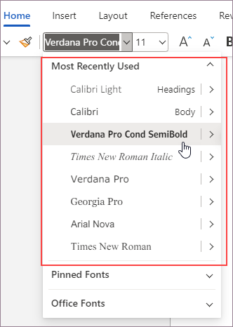 Office'is kaasaegse fondivalija kasutamine | Microsoft Support