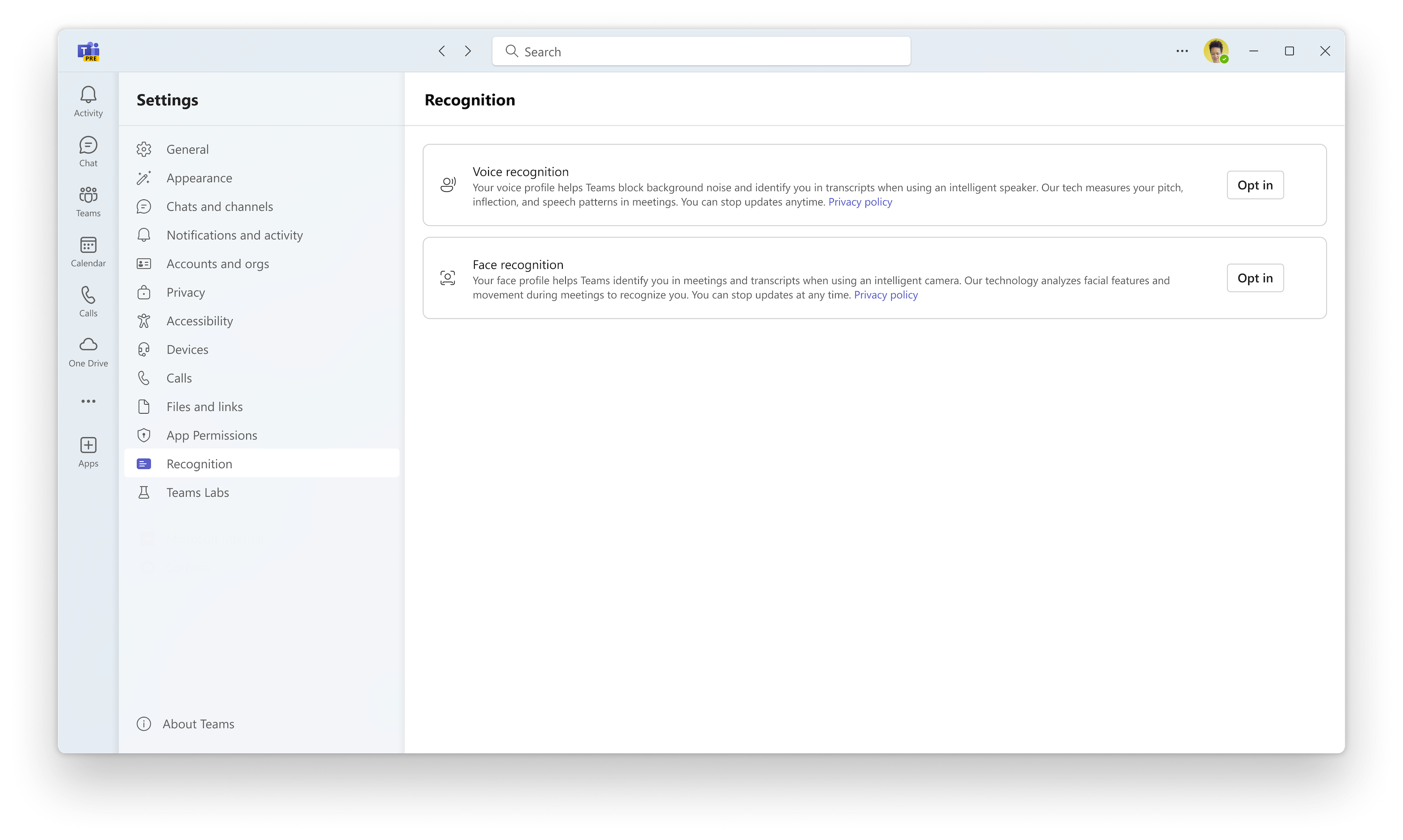 Create your Microsoft Teams recognition profile | Microsoft Support