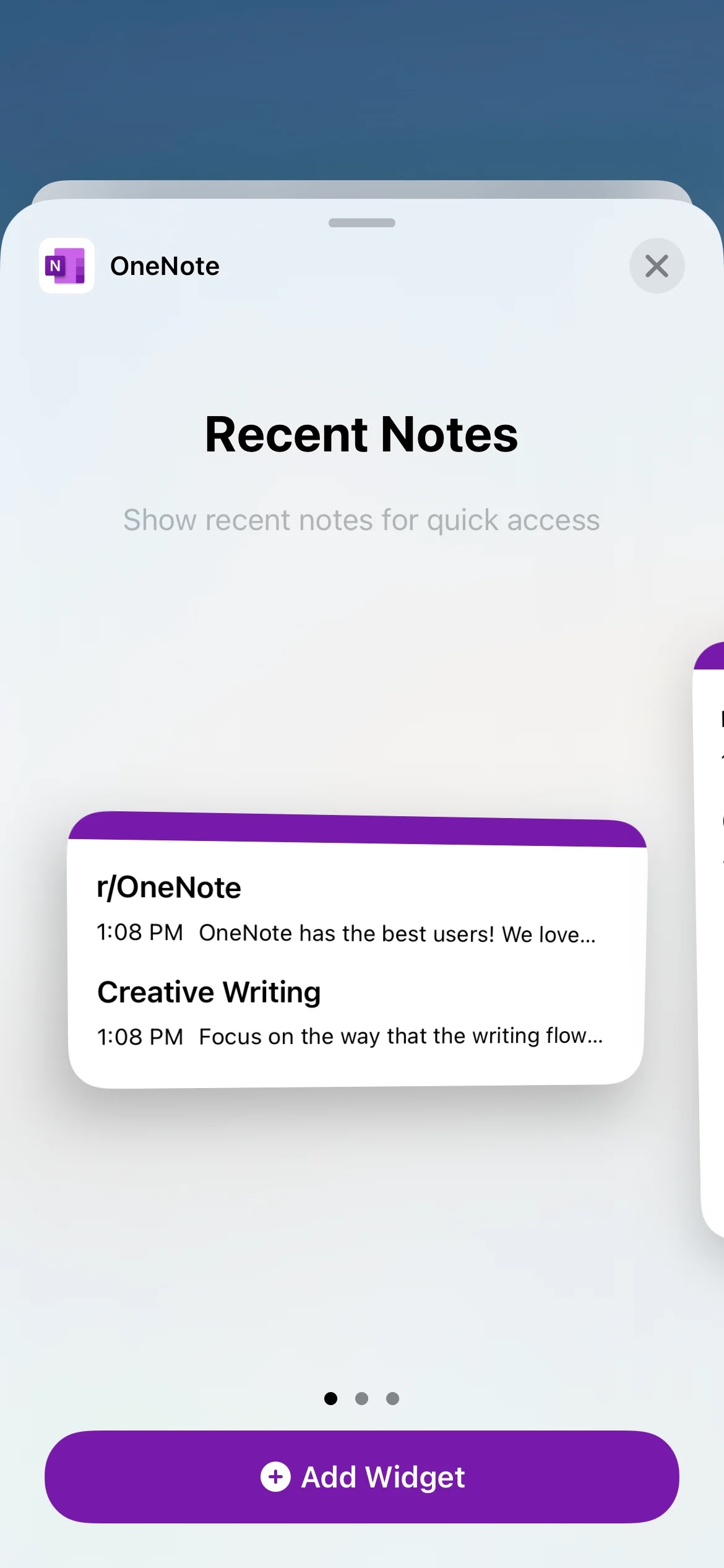 OneNote iOS 小组件 | Microsoft Support
